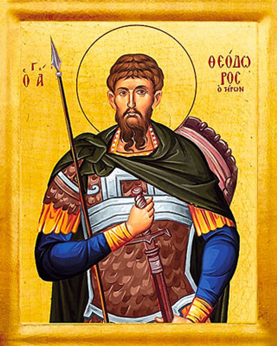 Icon of Saint Theodore Tyron - Greek inscription