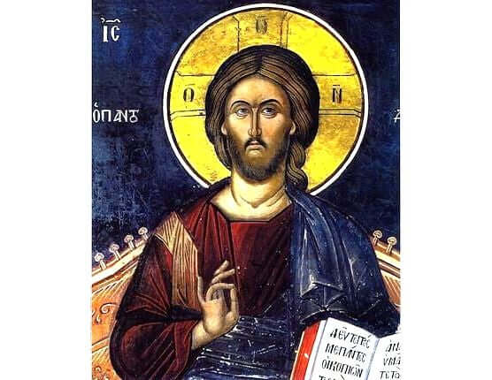 Jesus Christ Blessing Open Book Hand painted Icon