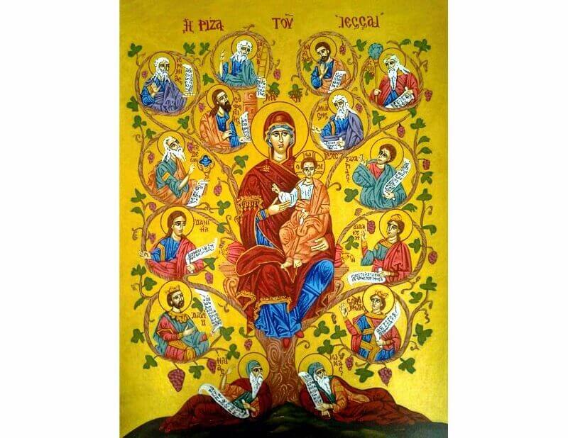 Tree of Jesse - Hand painted Icon of the Theotokos