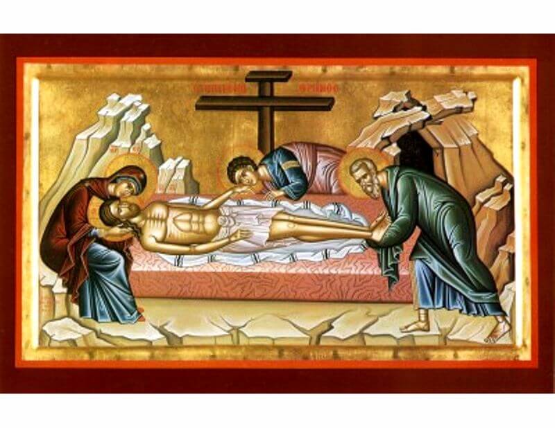 Lamentation & Burial - Hand painted Icon Jesus Christ