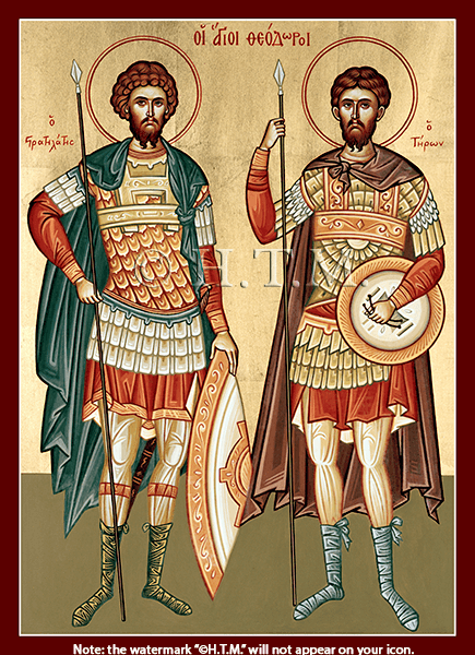Orthodox Icon Saints Theodore and Theodore Commander Recruit